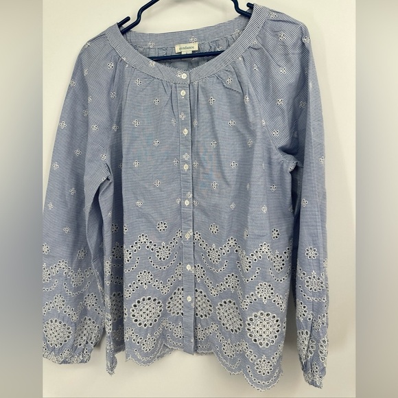 Sundance | Tops | Sundance Catalog Embroidered Eyelet Blue White Stripe ...